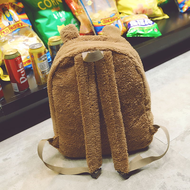 Cute Plush Bear Design Backpack For Students And Travel on Luulla