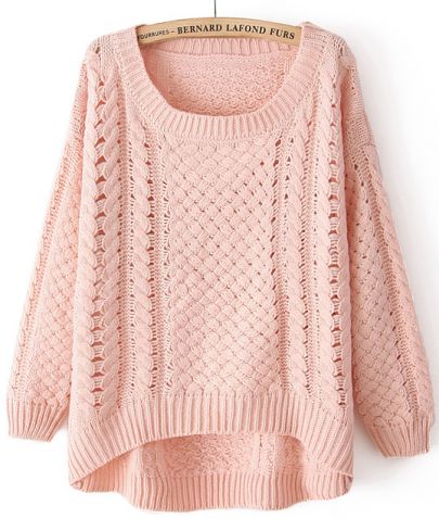 Red Round Neck Long Sleeve Hollow Sweater on Luulla