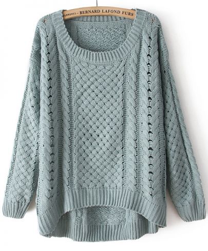 Red Round Neck Long Sleeve Hollow Sweater on Luulla