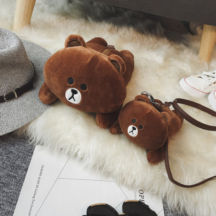 Brown Bear Bunny Cony Handbag Lovely Cartoon Doll Personality Shoulder ...