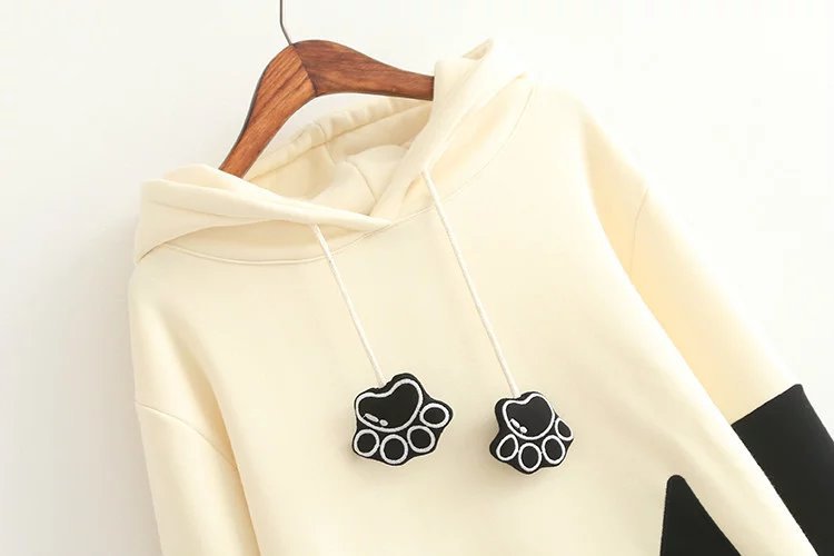 Women Lovely Cat Ear Loose Sweater Long Sleeve Bow Hooded Sweatshirt on ...