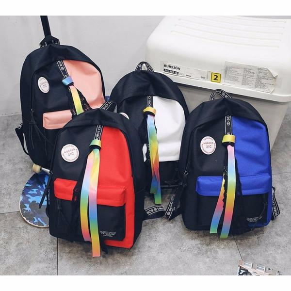 Personality Hit Color Harajuku Backpack Ribbons Lace Travel Backpack ...