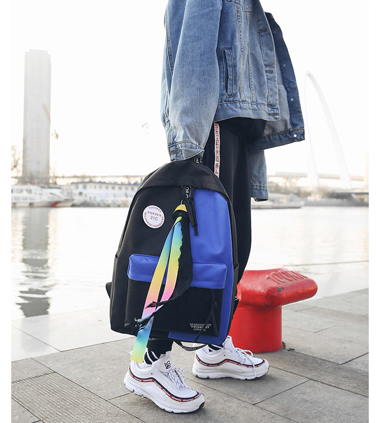 Personality Hit Color Harajuku Backpack Ribbons Lace Travel Backpack ...
