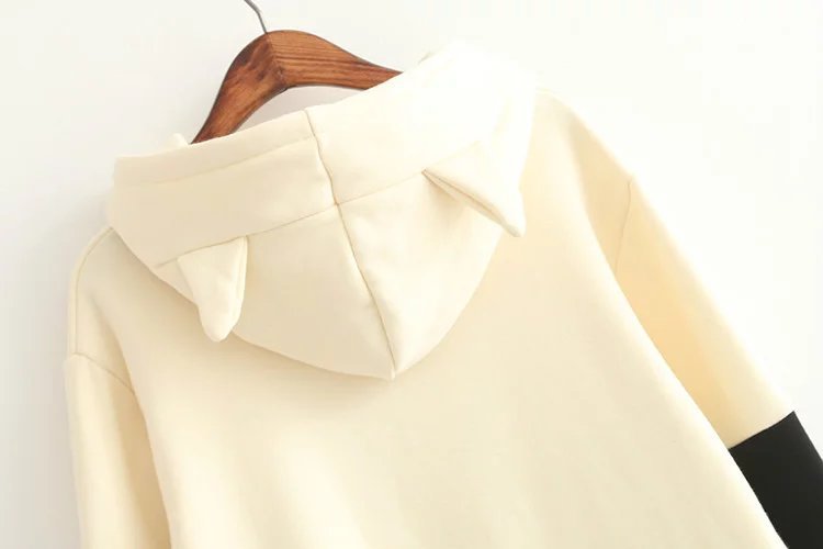 Women Lovely Cat Ear Loose Sweater Long Sleeve Bow Hooded Sweatshirt on ...